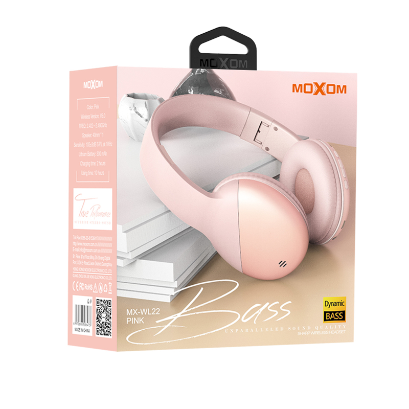 MS Mobile. Slusalice Bluetooth Moxom MX-WL22 pink